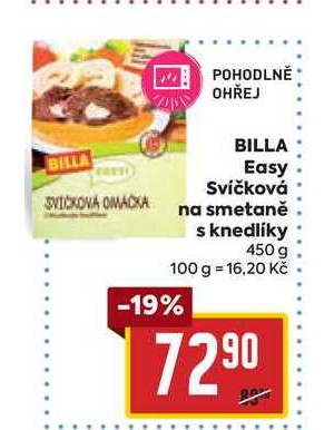BILLA Easy Svíčková SVICKOVA OMACKA na smetaně s knedlíky 450 g v akci ...