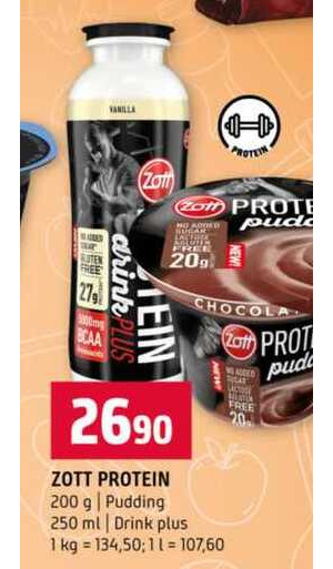 ZOTT PROTEIN 200 g Pudding 250 ml Drink plus v akci | AkcniCeny.cz