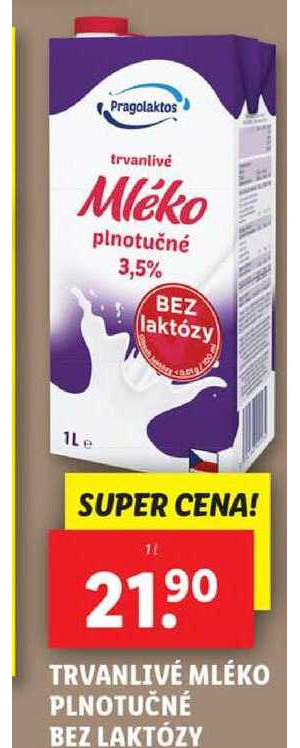 TRVANLIVÉ MLÉKO PLNOTUČNÉ BEZ LAKTÓZY, 1 l v akci | AkcniCeny.cz