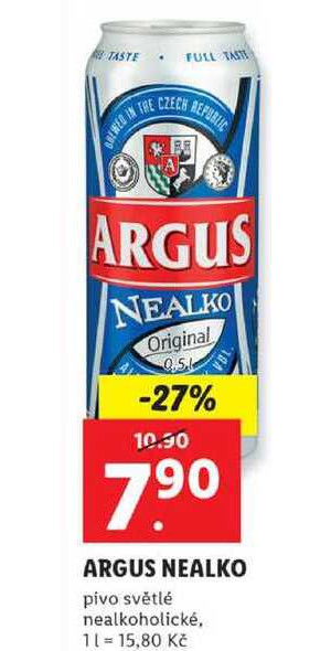 ARCHIV | ARGUS NEALKO pivo světlé nealkoholické, 0,5 l v akci platné do ...