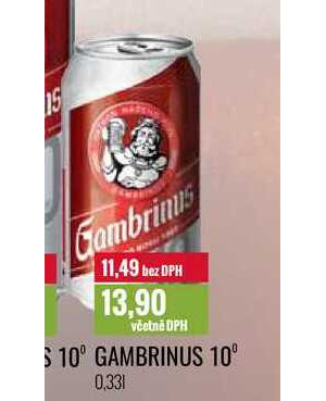 Gambrinus Originál 10 pivo výčepní světlé 330ml plechovka v akci ...