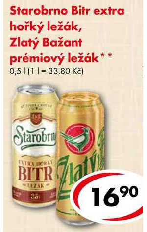 Starobrno Bitr extra hořký ležák, 0,5 l v akci | AkcniCeny.cz