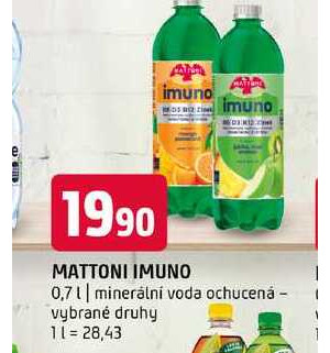 Mattoni imuno 0,7l minerální voda ochucená vybrané druhy v akci ...