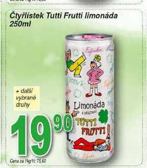 ARCHIV | Čtyřlístek Tutti Frutti limonáda 250ml v akci platné do: 11.1. ...
