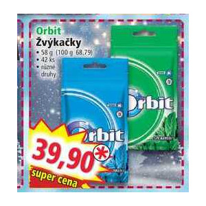 Orbit Žvýkačky • 58 g v akci | AkcniCeny.cz