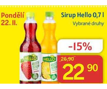 ARCHIV | Sirup Hello 0,7l Vybrané druhy v akci platné do: 22.11.2021 ...