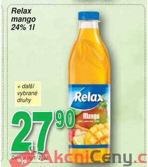 Relax nápoj mango 24% plast 1l v akci | AkcniCeny.cz