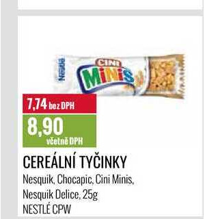 CEREÁLNÍ TYČINKY Nesquik, Chocapic, Cini Minis, Nesquik Delice.25g v ...
