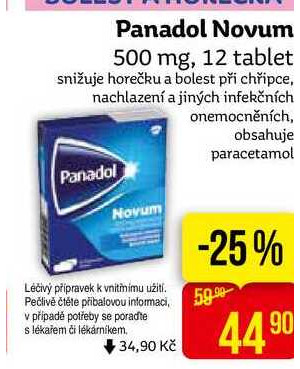 Panadol Novum 500 mg, 12 tablet v akci | AkcniCeny.cz