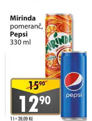 Mirinda pomeranč, Pepsi 330 ml v akci | AkcniCeny.cz
