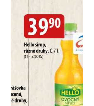 Hello sirup různé druhy, 0,7l v akci | AkcniCeny.cz