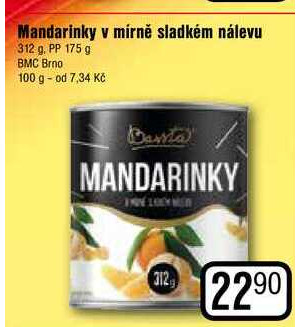 ARCHIV | Mandarinky v mírně sladkém nálevu 312 9. PP 175 g v akci ...