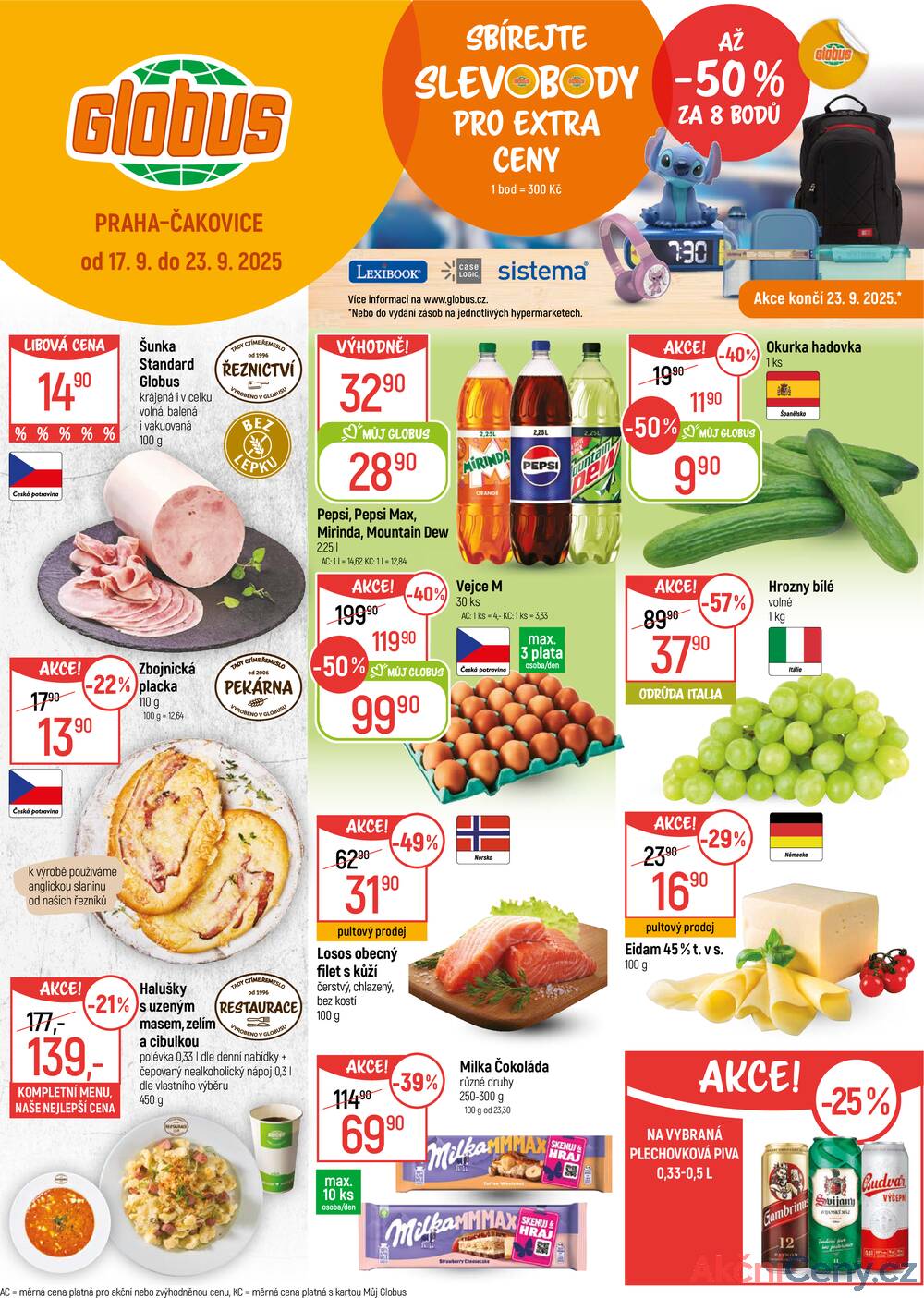 Leták Akční leták Globus 17.9. - 23.9.2025 - Globus Praha - Čakovice ...