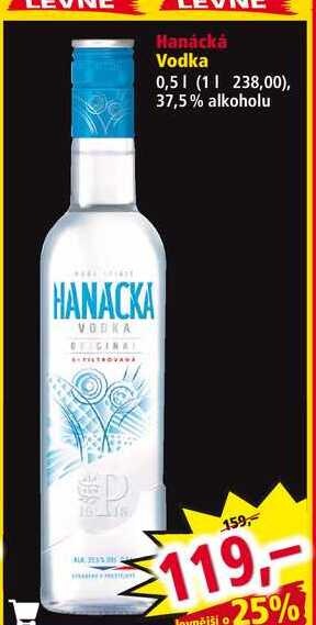 Hanácká vodka 0,5l v akci BALA | AkcniCeny.cz