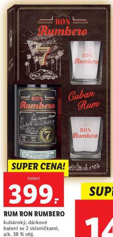 RUM RON RUMBERO kubánský, dárkové balení se 2 skleničkami v akci ...
