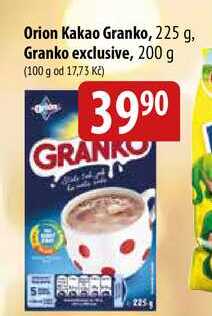 Orion Kakao Granko, 225g Granko exclusive, 200g v akci | AkcniCeny.cz