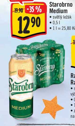 ARCHIV | Starobrno Medium plech 0,5 l v akci platné do: 19.12.2021 ...