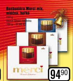 ARCHIV | Bonboniera Merci mix mléčná, horka 250g v akci platné do: 31. ...