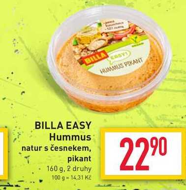 ARCHIV | BILLA EASY Hummus natur s česnekem, pikant 160 g, 2 druhy v ...