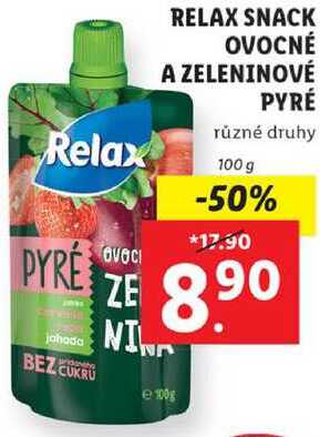 RELAX SNACK OVOCNÉ A ZELENINOVÉ PYRÉ různé druhy, 100 g v akci ...
