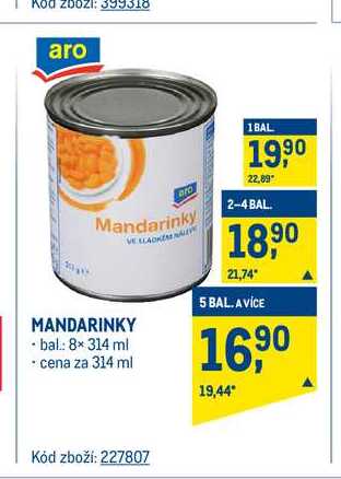ARCHIV | aro Mandarinky 314 ml v akci platné do: 1.3.2022 | AkcniCeny.cz