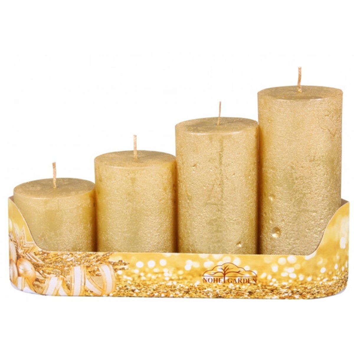 Svíčky rustikální metal zlaté, stupňovité v akci | AkcniCeny.cz