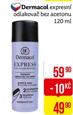Dermacol expresní odlakovač bez acetonu 120 ml v akci | AkcniCeny.cz