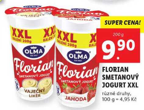 ARCHIV | FLORIAN SMETANOVÝ JOGURT XXL různé druhy, 200 g v akci platné ...