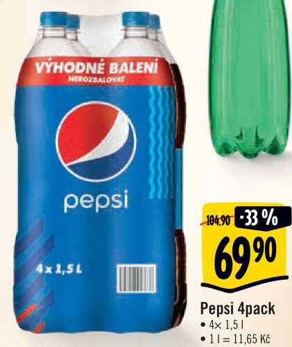 Pepsi 4pack, 4x 1,5 l v akci | AkcniCeny.cz
