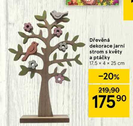 Sleva - Dřevěná dekorace jarní Dřevěná dekorace jarní strom s květy a ...