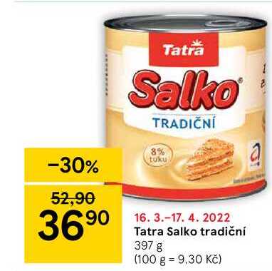 Tatra Salko tradiční 397 g v akci | AkcniCeny.cz