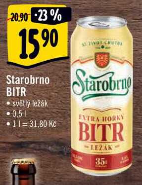 STAROBRNO BITR 11°, 0,5 l v akci | AkcniCeny.cz
