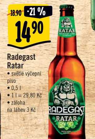 Radegast Ratar 0,5 l v akci | AkcniCeny.cz