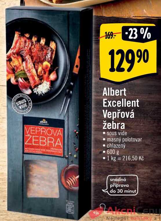 Albert Excellent Vepřová žebra PIRI-PIRI, 600 g v akci | AkcniCeny.cz