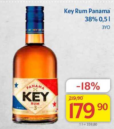 Key Rum Panama 38% 3 YO 0,5l v akci | AkcniCeny.cz