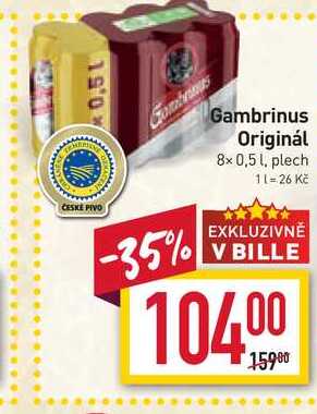 ARCHIV | Gambrinus Originál 10 pivo výčepní světlé 8 x 0,5l, plech v ...