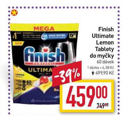 Sleva - Finish Ultimate Lemon Finish Ultimate Lemon Tablety do myčky 60 ...