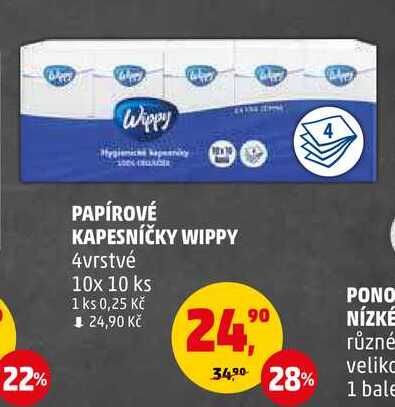 Sleva - PAPÍROVÉ KAPESNÍČKY WI PAPÍROVÉ KAPESNÍČKY WIPPY, 10x 10 ks ...