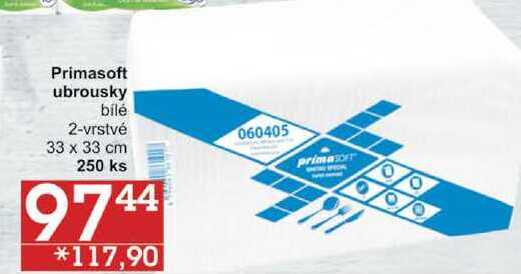 Sleva - Primasoft ubrousky bíl Primasoft ubrousky bílé 2-vrstvé 33 x 33 ...