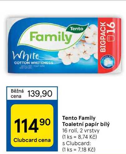 Sleva - Tento Family Toaletní Tento Family Toaletní papír bílý 16 rolí ...