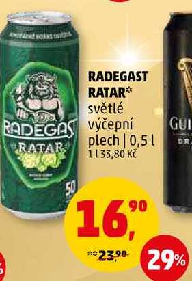Radegast Ratar 0,5 l, plech v akci | AkcniCeny.cz