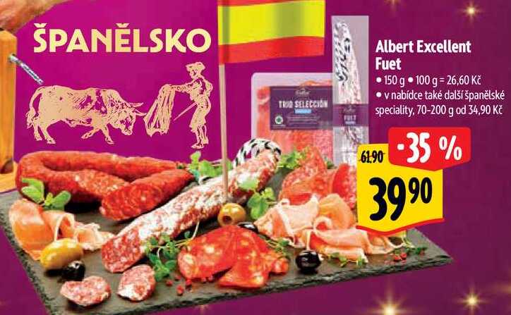 Albert Excellent Fuet, 150 g v akci | AkcniCeny.cz