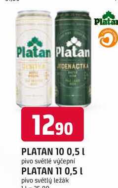 Platan 10 světlé výčepní pivo 0,5 l 0.5l plech v akci | AkcniCeny.cz