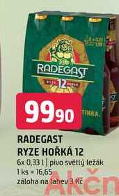 Radegast Ryze Hořká 12, světlý ležák 0,5l v akci | AkcniCeny.cz