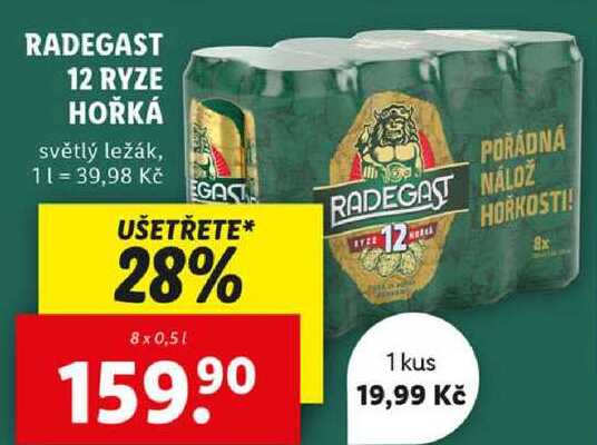 Radegast Ryze Hořká 12, světlý ležák 0,5l v akci | AkcniCeny.cz