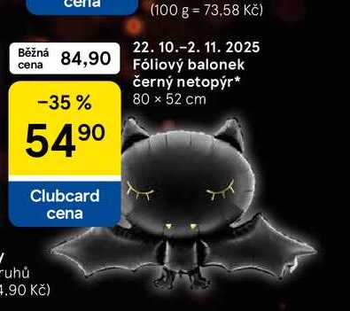Sleva - Fóliový balonek černý Fóliový balonek černý netopýr - Tesco ...